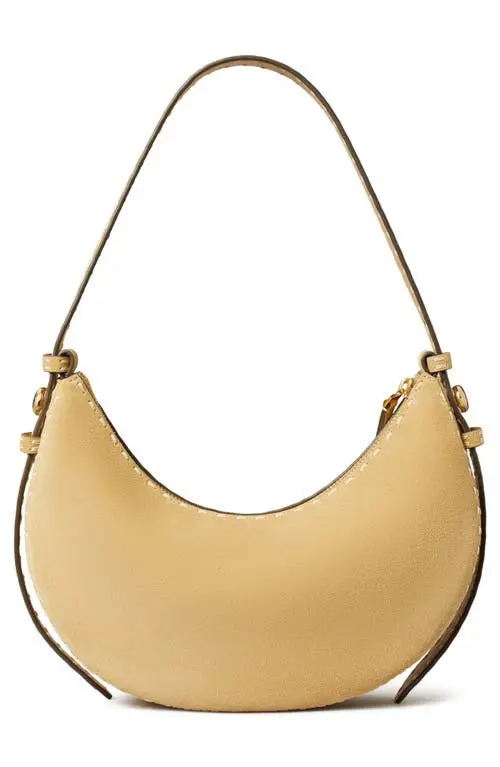 Tory Burch Romy Suede Half Moon Shoulder Bag - Butter