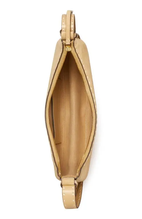 Tory Burch Romy Suede Half Moon Shoulder Bag - Butter