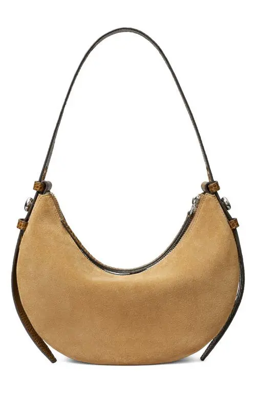 Tory Burch Romy Suede Half Moon Shoulder Bag - Stone
