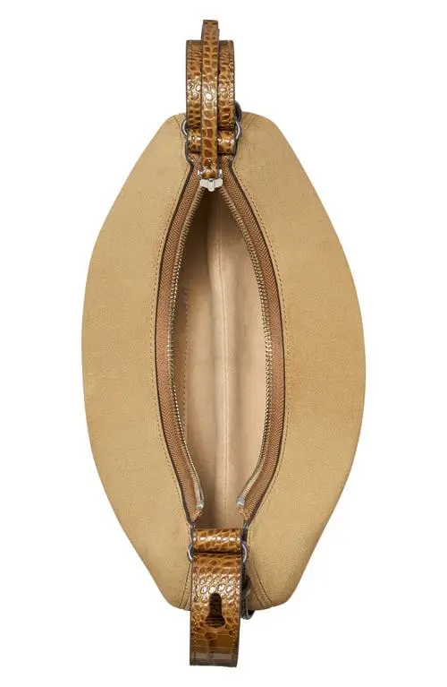 Tory Burch Romy Suede Half Moon Shoulder Bag - Stone