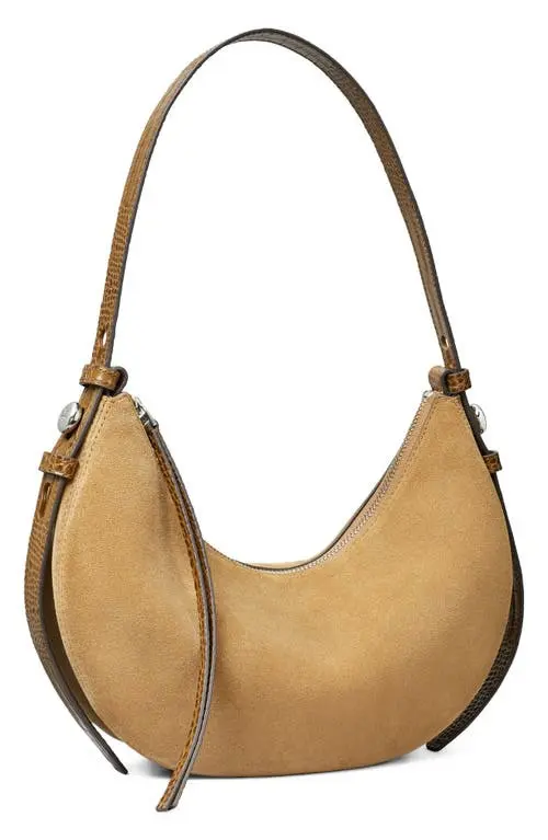 Tory Burch Romy Suede Half Moon Shoulder Bag - Stone