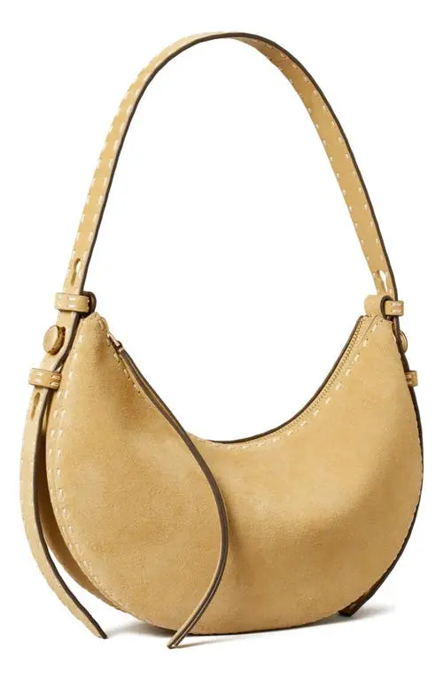 Tory Burch Romy Suede Half-moon Shoulder Bag - Butter