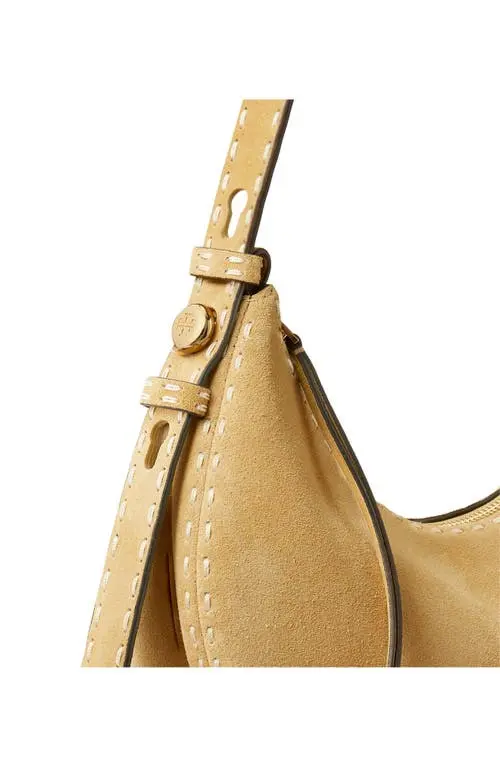 Tory Burch Romy Suede Half-moon Shoulder Bag - Butter