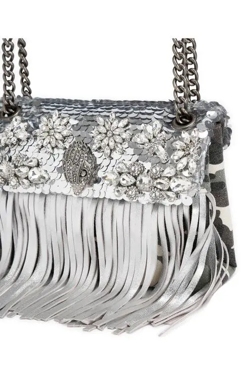 Kurt Geiger Medium Kensington Fringe Convertible Crossbody Bag - Open Grey