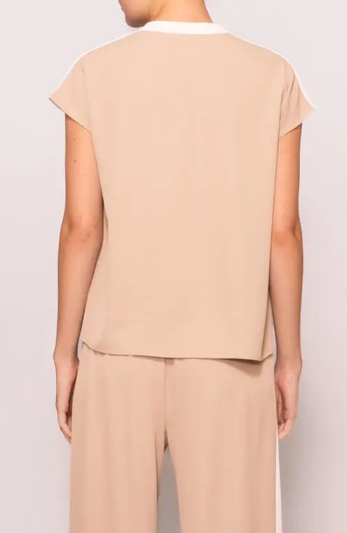 MELLODAY Split Neck Cap Sleeve Top