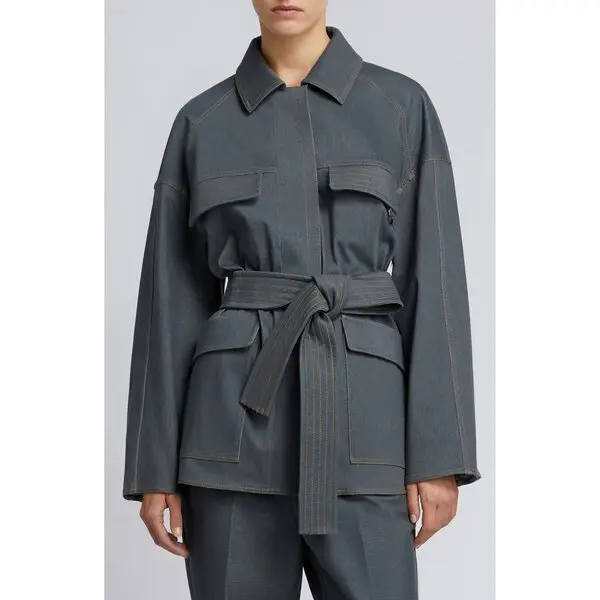 MM BY MAX MARA West Belted Jacket - Dark Grey