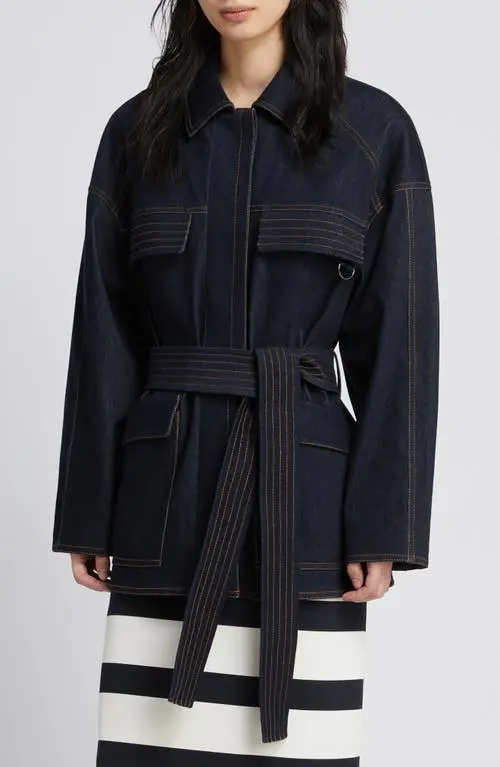 MM BY MAX MARA Belted Nylon Jacket - Midnight Blue