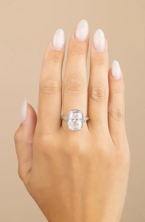 Sterling Forever Elongated Cushion Cut Zirconia Ring - Silver
