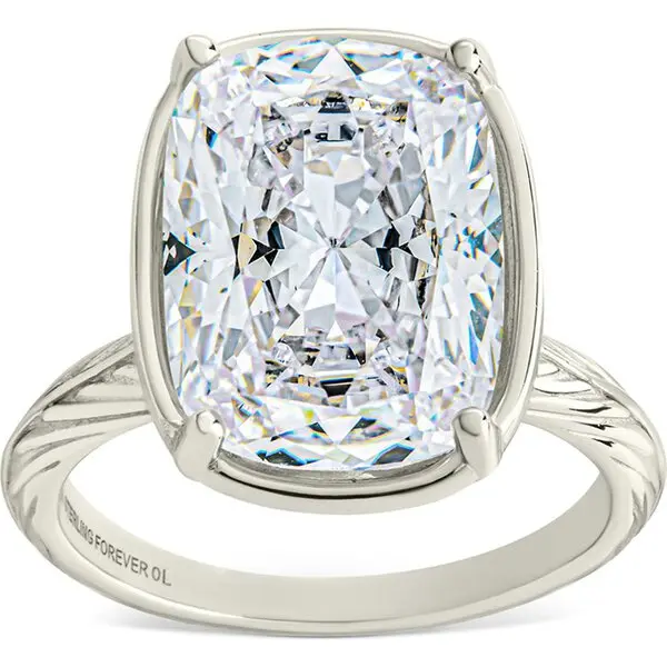 Sterling Forever Elongated Cushion Cut Zirconia Ring - Silver