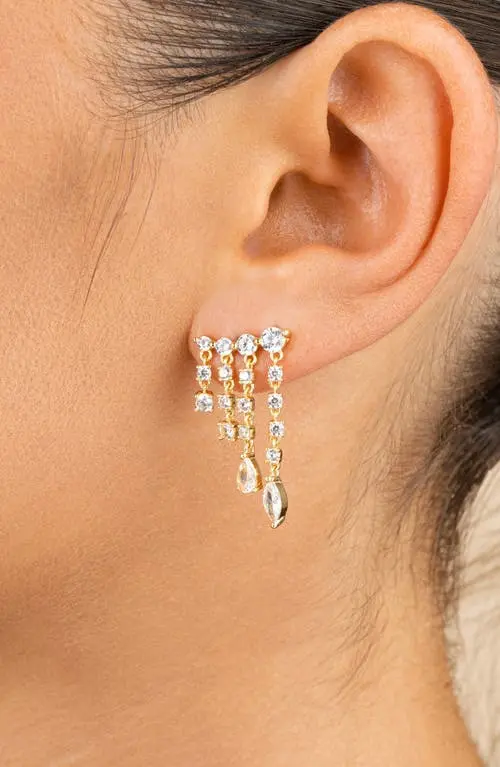 Sterling Forever Adrian Cubic Zirconia Drop Earrings - Gold