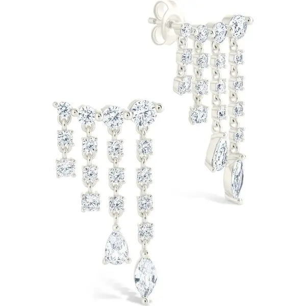 Sterling Forever Adrian Cubic Zirconia Drop Earrings - Silver