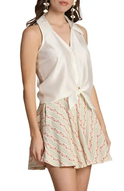 Avec Les Filles Sleeveless Tie-front Top