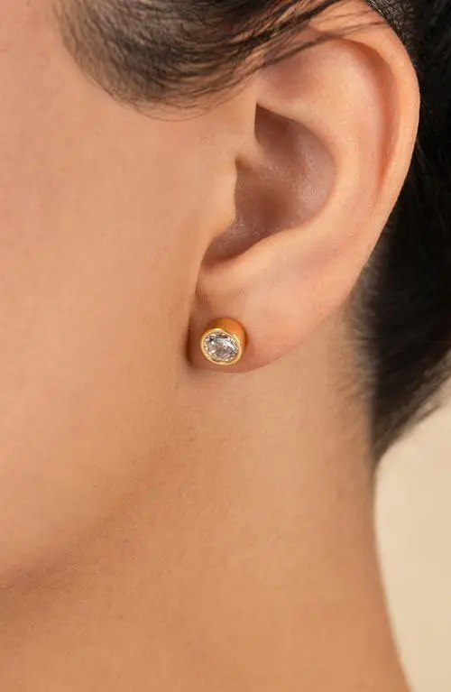 Sterling Forever Bezel Cubic Zirconia Stud Earrings - Gold