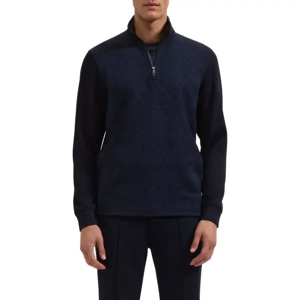 Bugatchi Soft Touch Quarter Zip Sweatshirt - Navy