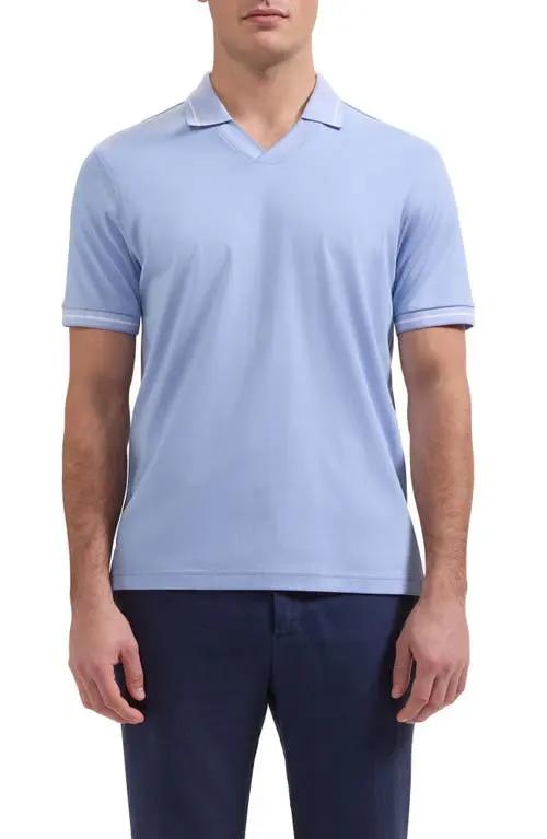 Bugatchi Pima Cotton Johnny Collar Polo - Air Blue