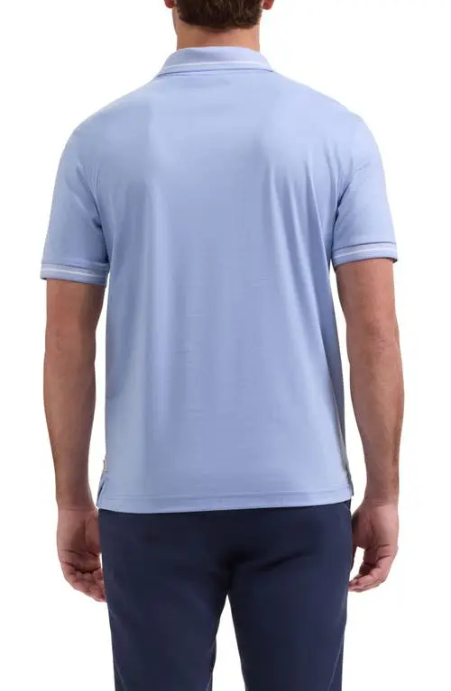 Bugatchi Pima Cotton Johnny Collar Polo - Air Blue