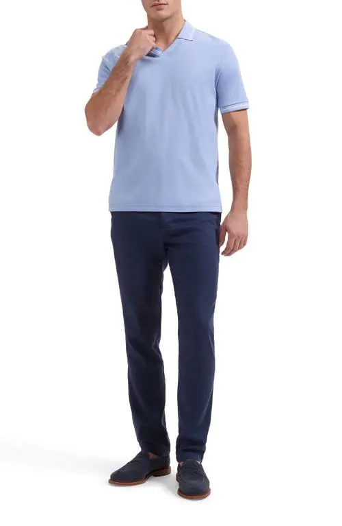 Bugatchi Pima Cotton Johnny Collar Polo - Air Blue