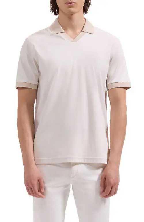 Bugatchi Pima Cotton Johnny Collar Polo - Ivory