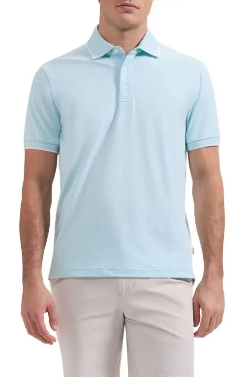 Bugatchi Performance Tipped Polo - Aqua