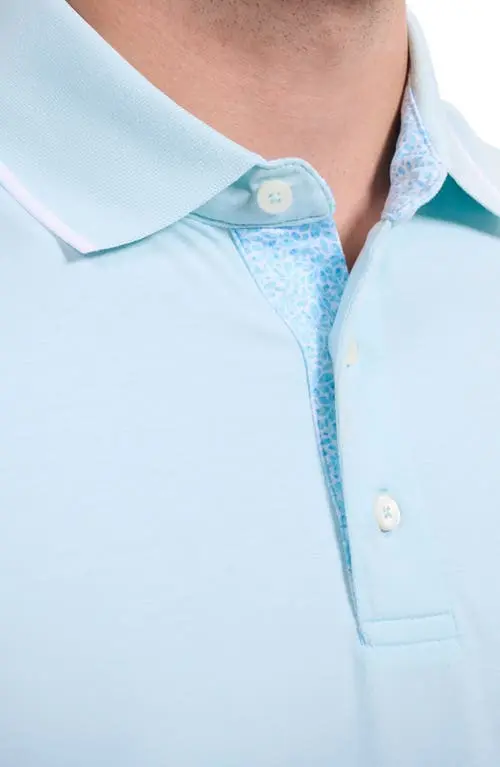Bugatchi Performance Tipped Polo - Aqua