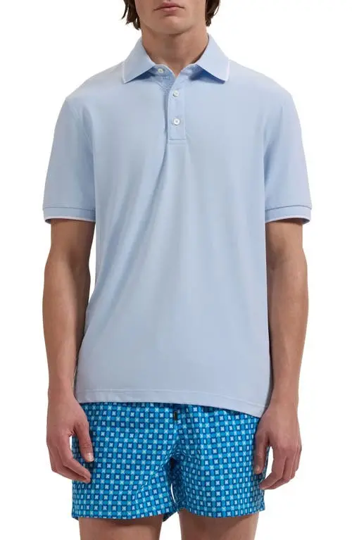 Bugatchi Performance Tipped Polo - Vista Blue