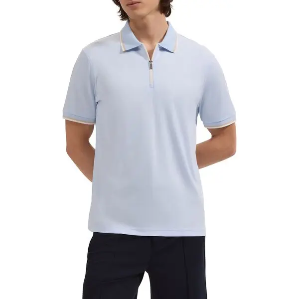 Bugatchi Quarter Zip Polo - Ice