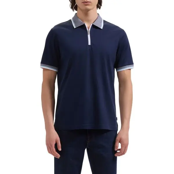 Bugatchi Quarter Zip Polo - Navy