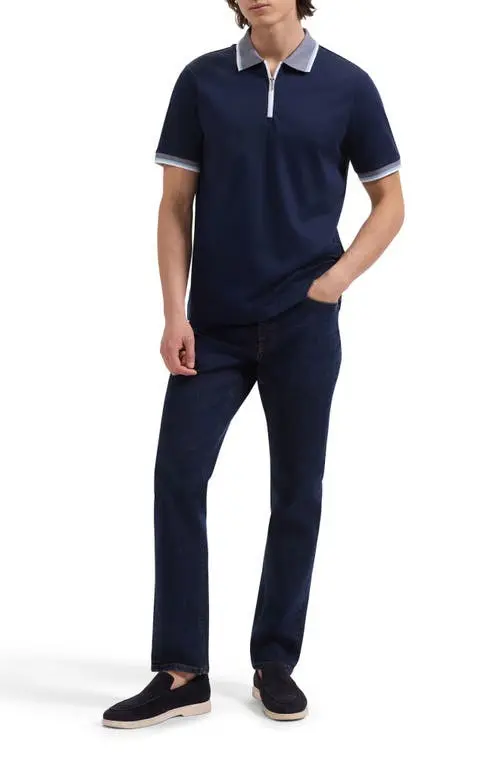 Bugatchi Quarter Zip Polo - Navy