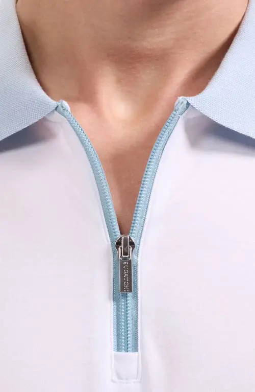 Bugatchi Quarter Zip Polo - White