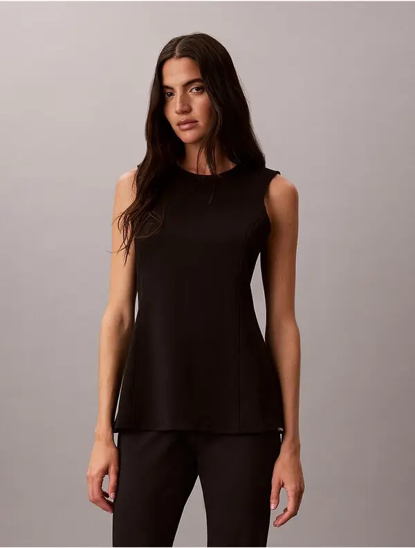 Calvin Klein Ponte Sleeveless Top - Black