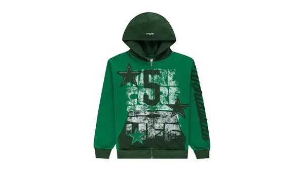 SP5DER Triple 5 Stitch Zip Up Hoodie - Green