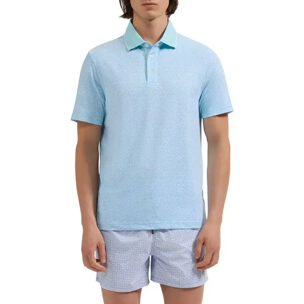 Bugatchi Performance Floral Polo - Aqua