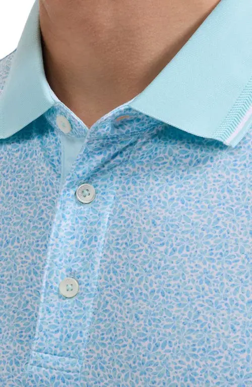 Bugatchi Performance Floral Polo - Aqua