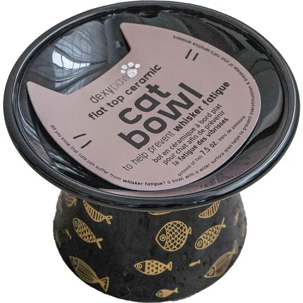 DEXYPAWS Flat Top 7.5oz Ceramic Cat Bowl