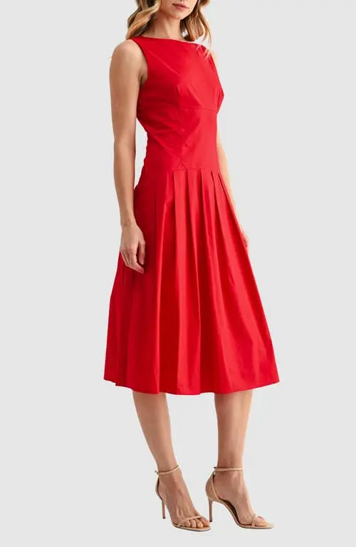 QUINCY MAE Pleated Sleeveless Midi Dress