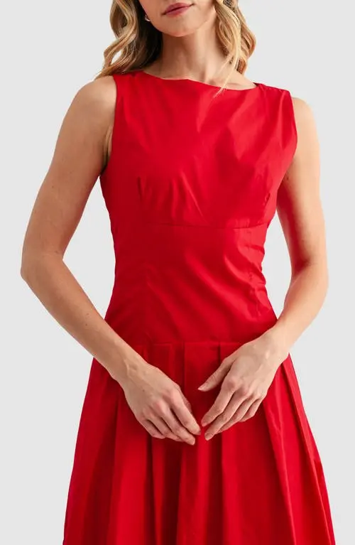 QUINCY MAE Pleated Sleeveless Midi Dress