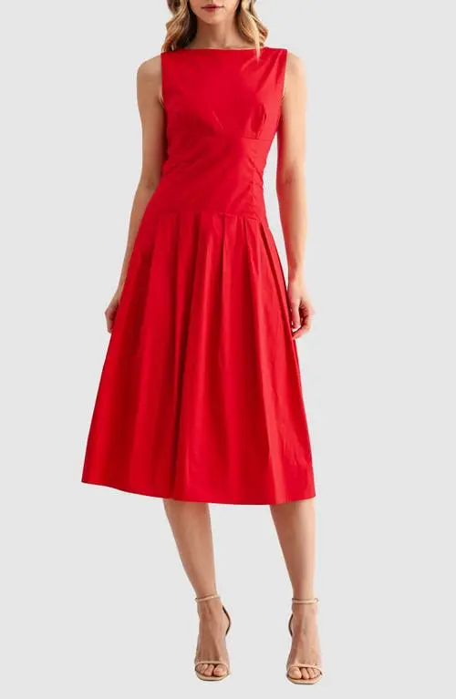 QUINCY MAE Pleated Sleeveless Midi Dress