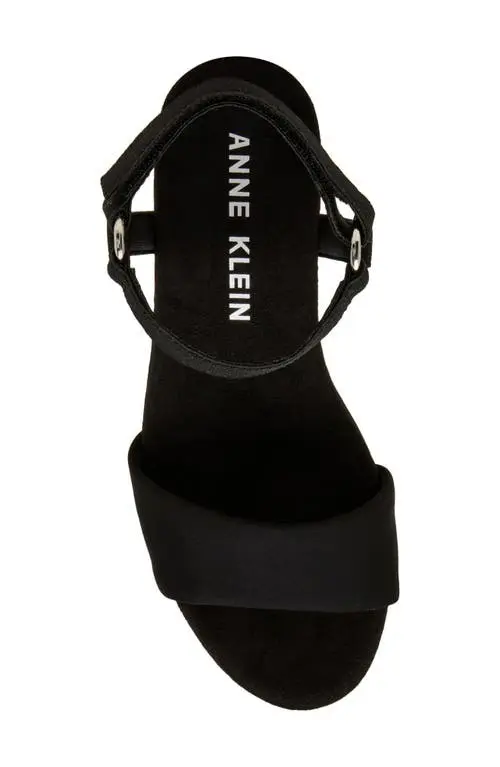 Anne Klein Natasia Platform Wedge Sandal - Black Stretch