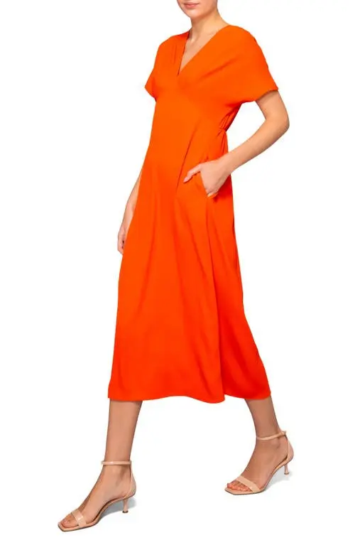 MELLODAY V-neck Empire Waist Midi Dress