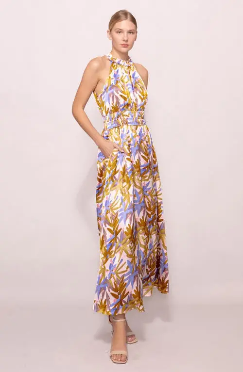 MELLODAY Printed Ruffle Sleeveless Maxi Dress - Blush Multi