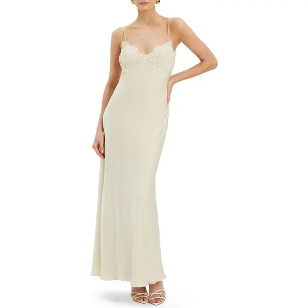 Bardot Elisan Lace Trim Slipdress - Ivory