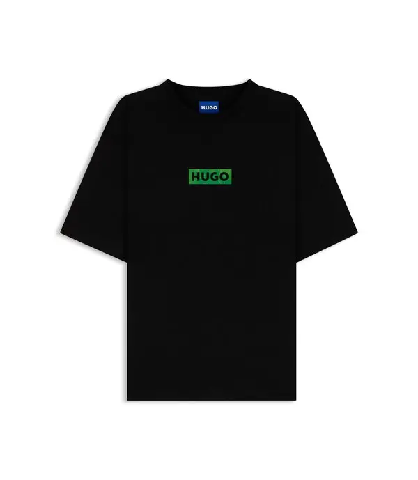 Hugo Cotton-jersey T-shirt With Printed Artwork - Black