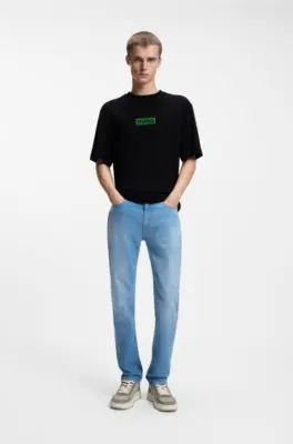 Hugo Cotton-jersey T-shirt With Printed Artwork - Black