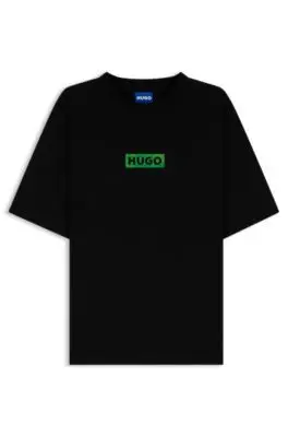 Hugo Cotton-jersey T-shirt With Printed Artwork - Black
