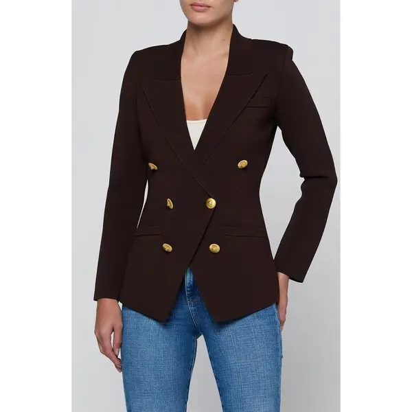 L'Agence Amelia Knit Blazer - Dark Java/gold