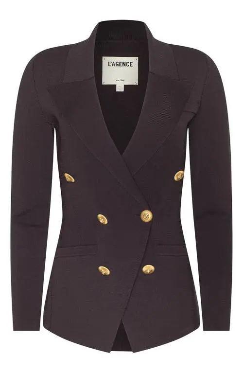 L'AGENCE Amelia Knit Blazer - Dark Java/gold