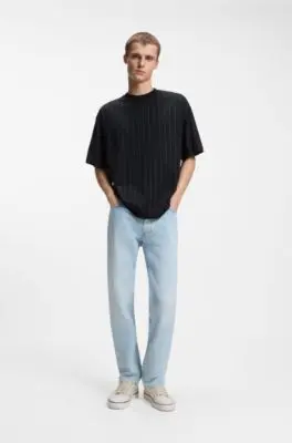 Hugo Cotton-jersey T-shirt With Happy And Stripe
