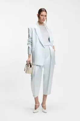 BOSS Relaxed-fit Cropped Trousers - Light Blue