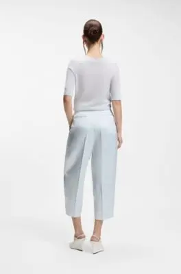 BOSS Relaxed-fit Cropped Trousers - Light Blue