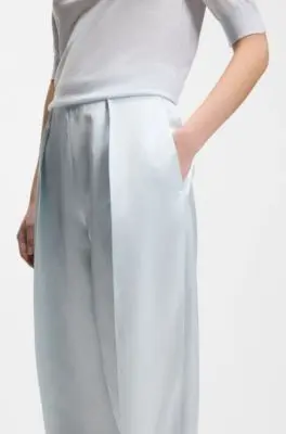 BOSS Relaxed-fit Cropped Trousers - Light Blue